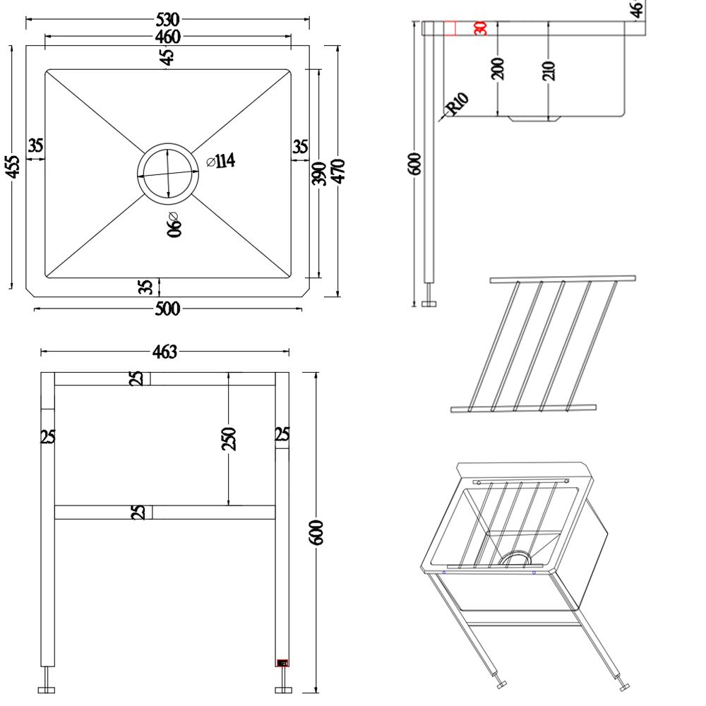 TCF5347S Free Standing Floor Mounted Mop Sink Taicheng Stainless